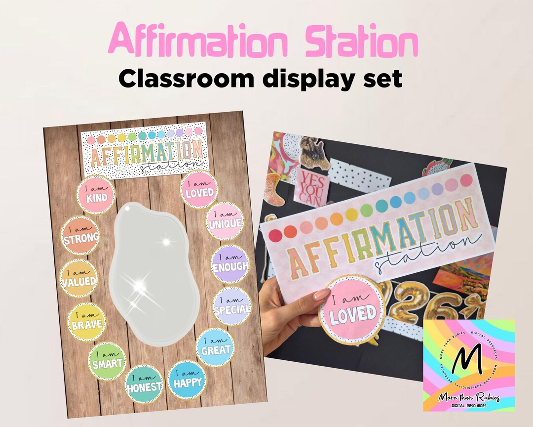 Printable Rainbow Pastels Affirmation Station Set - Classroom Decor - Etsy