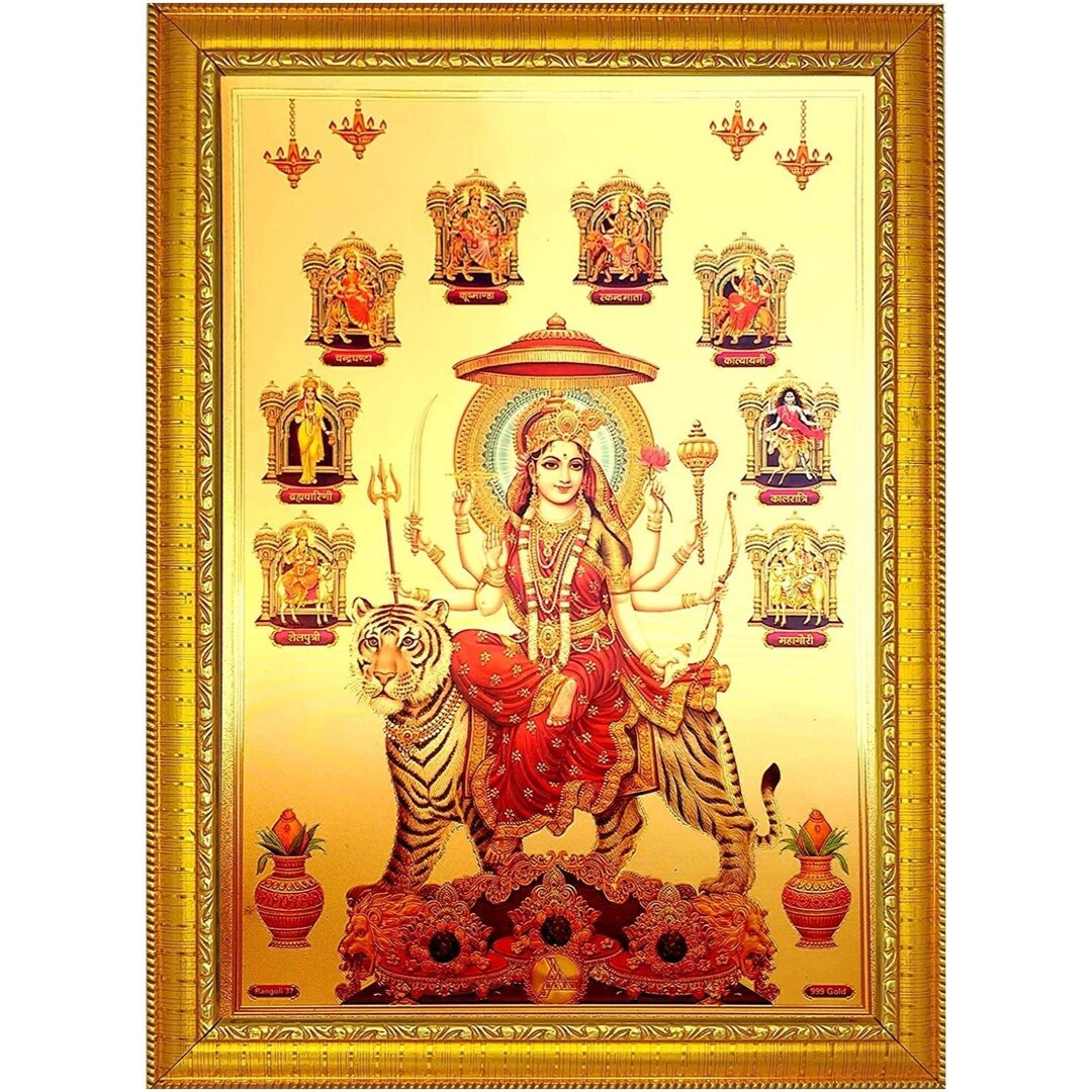 Durga Devi Maa Framed Painting for Wall and Pooja/hindu Bhagwan Devi ...