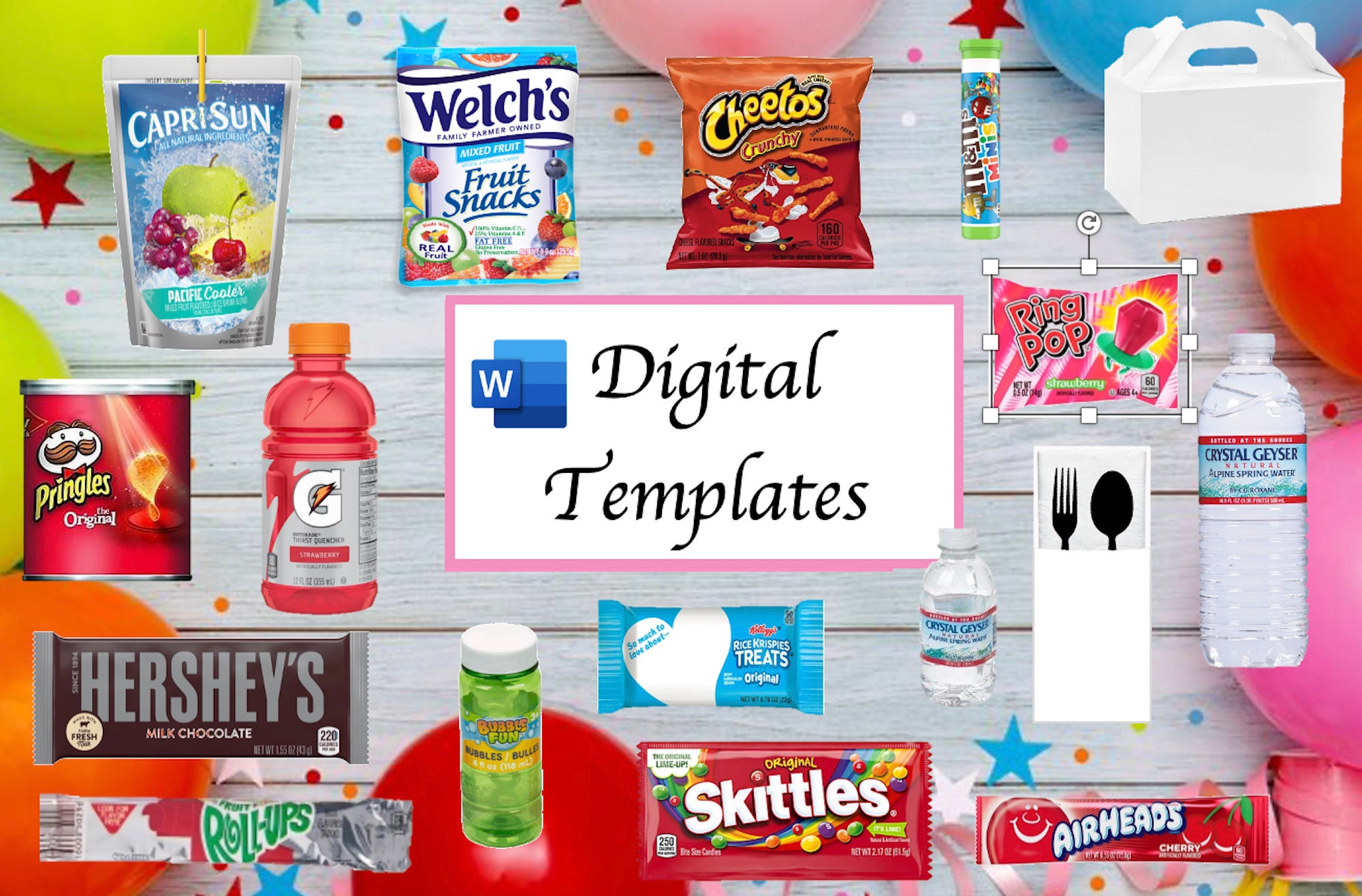 Party Favor Template Bundle Microsoft Word Format - Etsy
