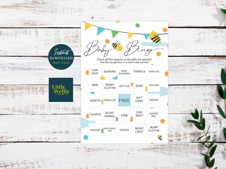 Bubble Bee Bingo Game Baby Shower Printable - Etsy
