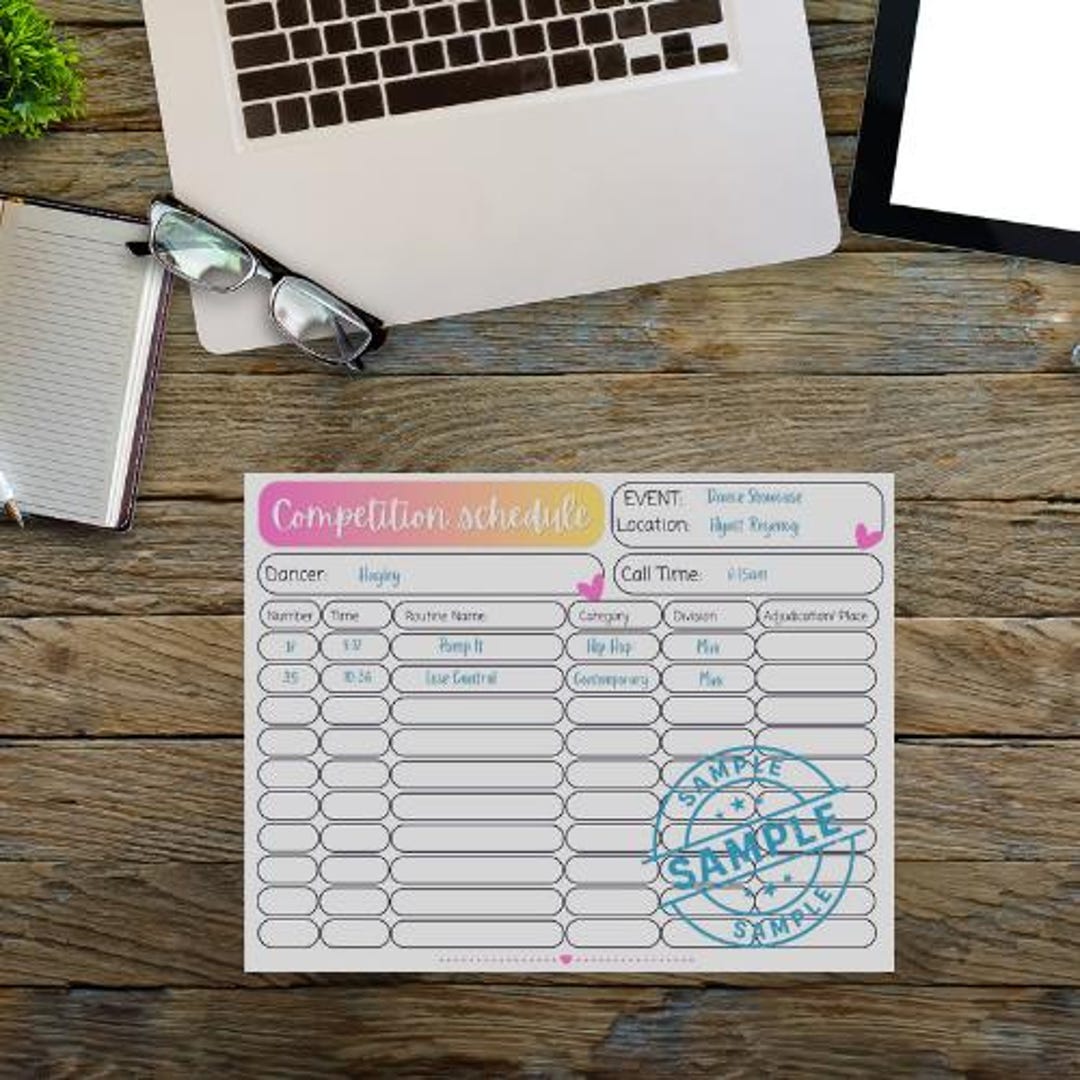 Dance Competition Schedule Template | Editable Canva Spreadsheet ...