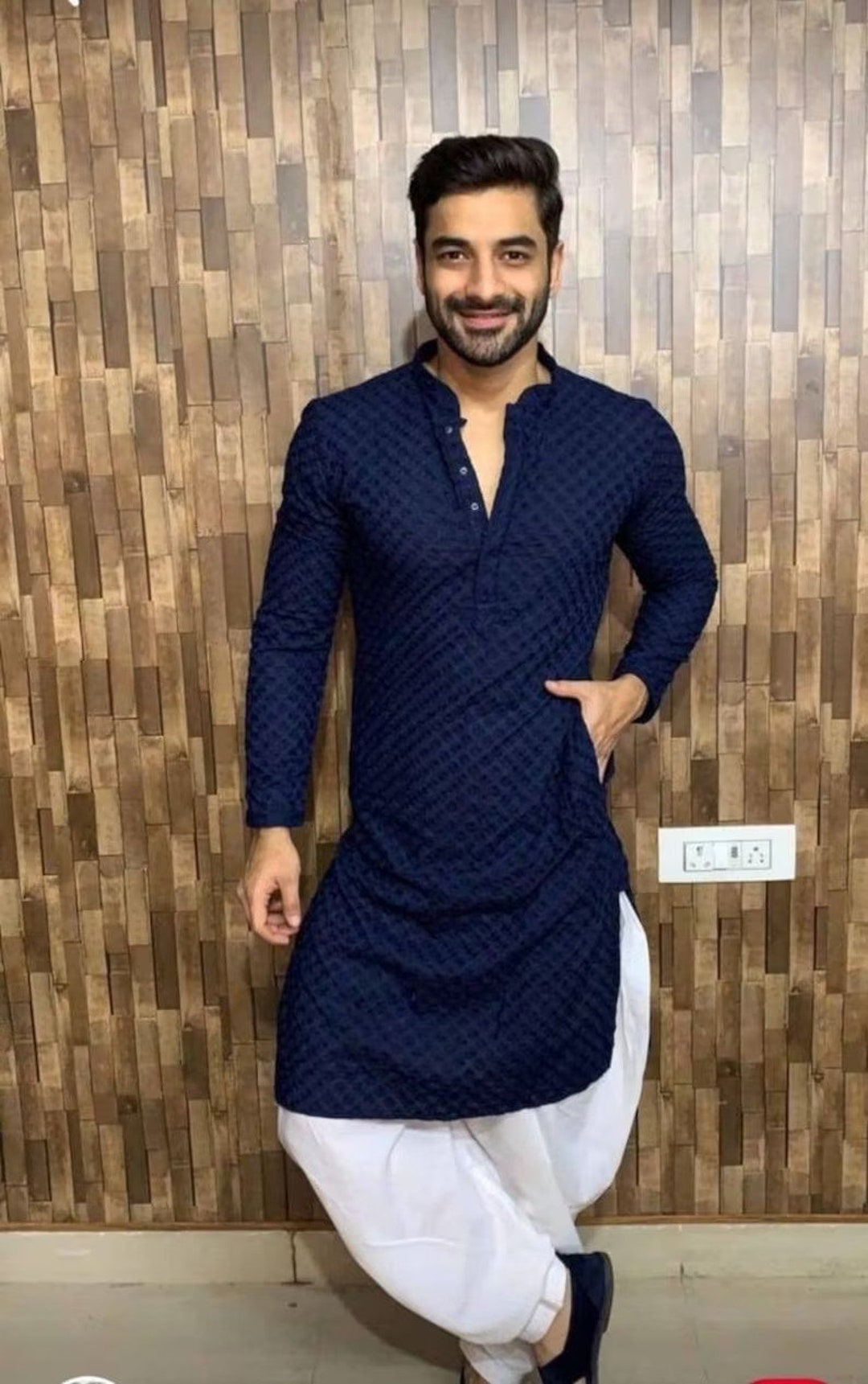Men's Kurta With Shalwar Suit Handmade Top With Pants Set, Party Wear ...