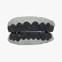 Custom Black Rhodium Grillz With Perm Cuts – 8 Piece Solid Grill ...