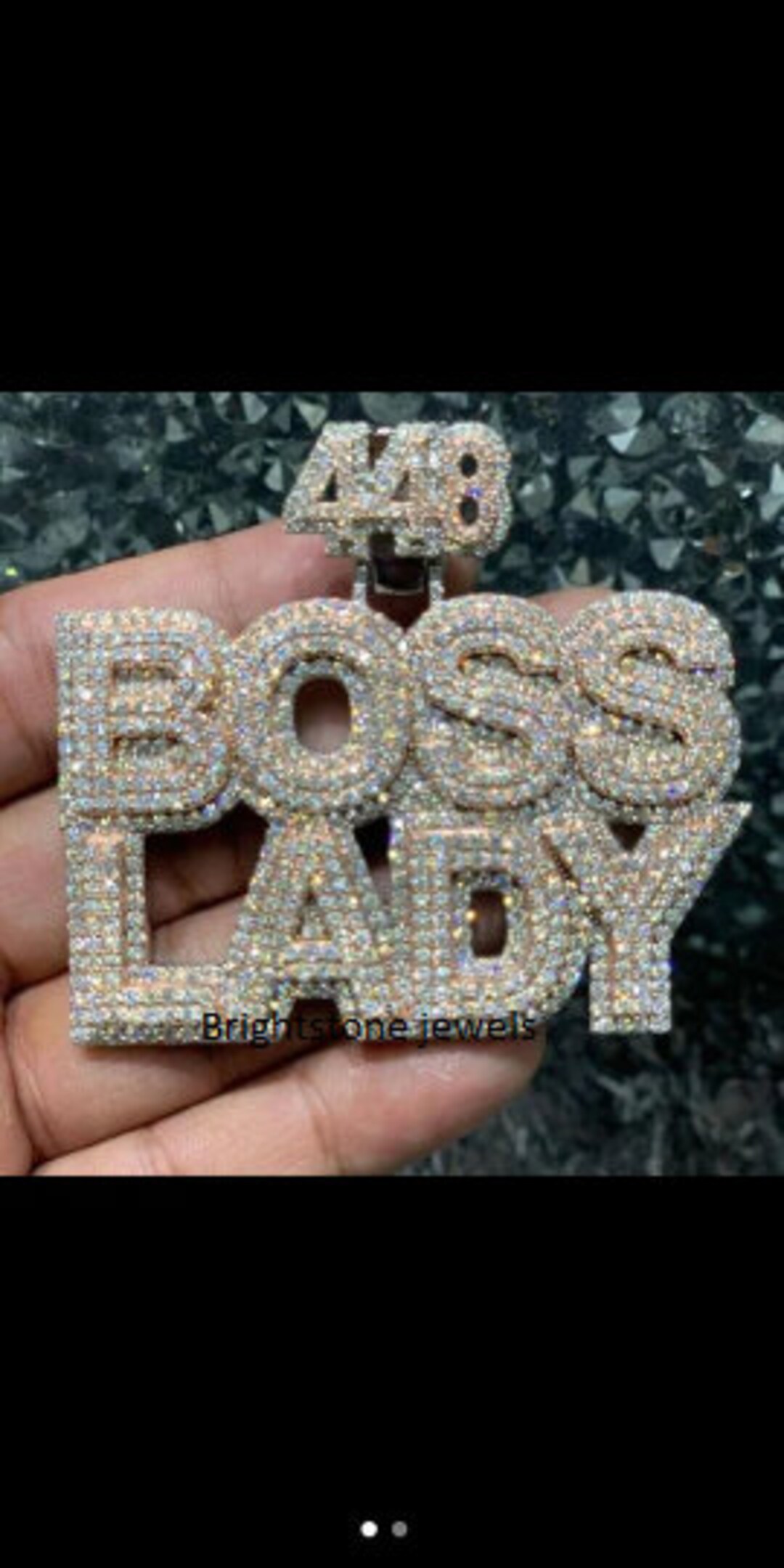 Custom BOSS LADY Pendant, 3.50" X 2.50" Moissanite Pendant 925 Silver ...
