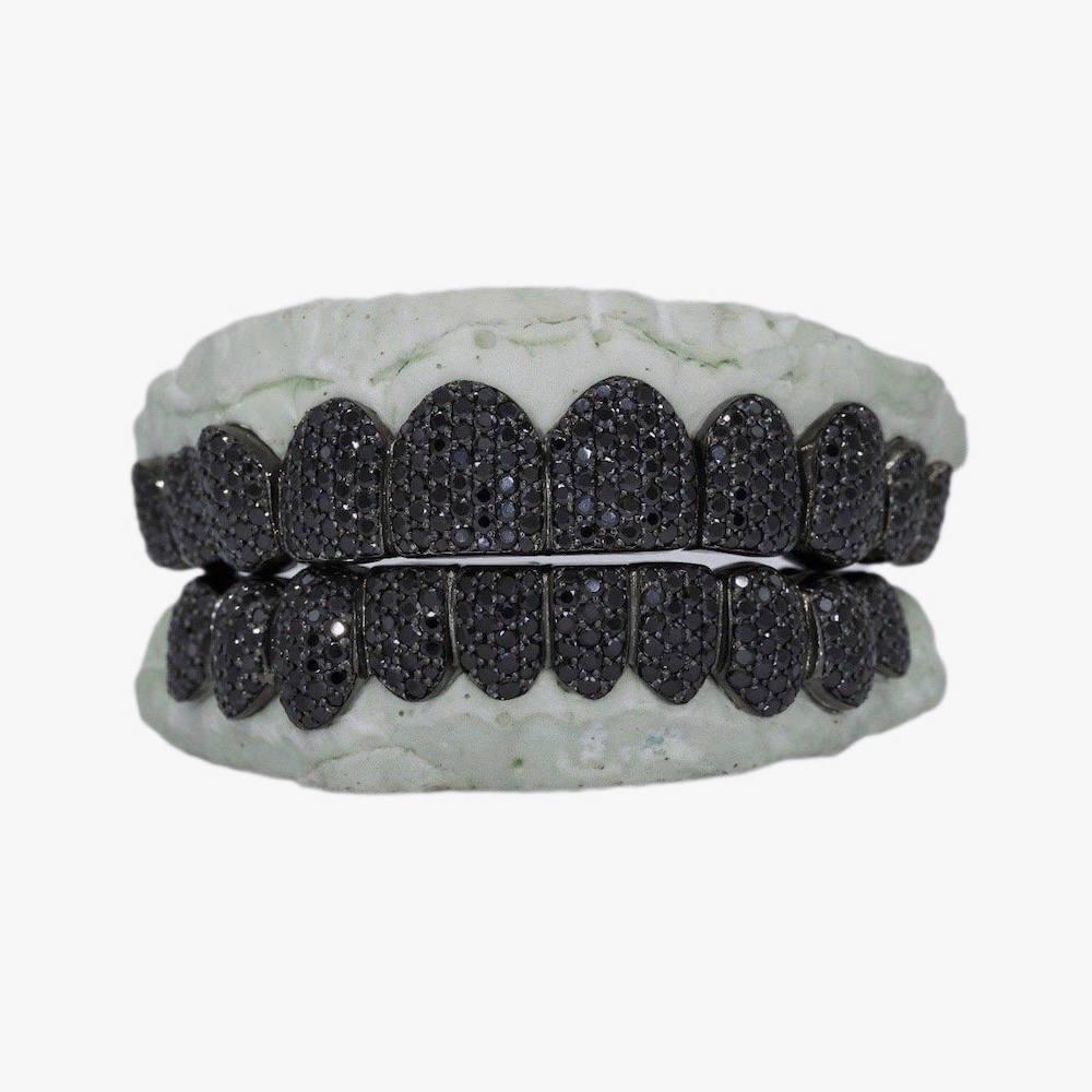 Black VVS Moissanite Grillz, Fully Iced Out Grillz for Men, 925 Silver ...