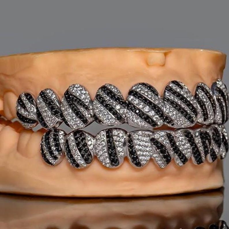 Custom Moissanite Grillz, White & Black Moissanite Iced Out Teeth, Hip ...