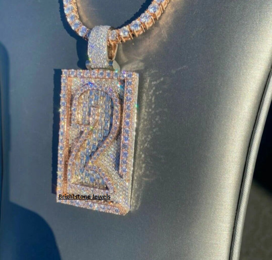 Custom Moissanite Pendant Custom Number in 925 Silver Hip Hop Pendant ...