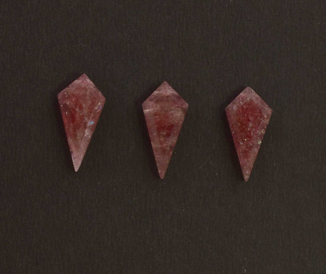 Natural Strawberry Quartz Kite Shape Flat Back Polished Handmade Energy ...