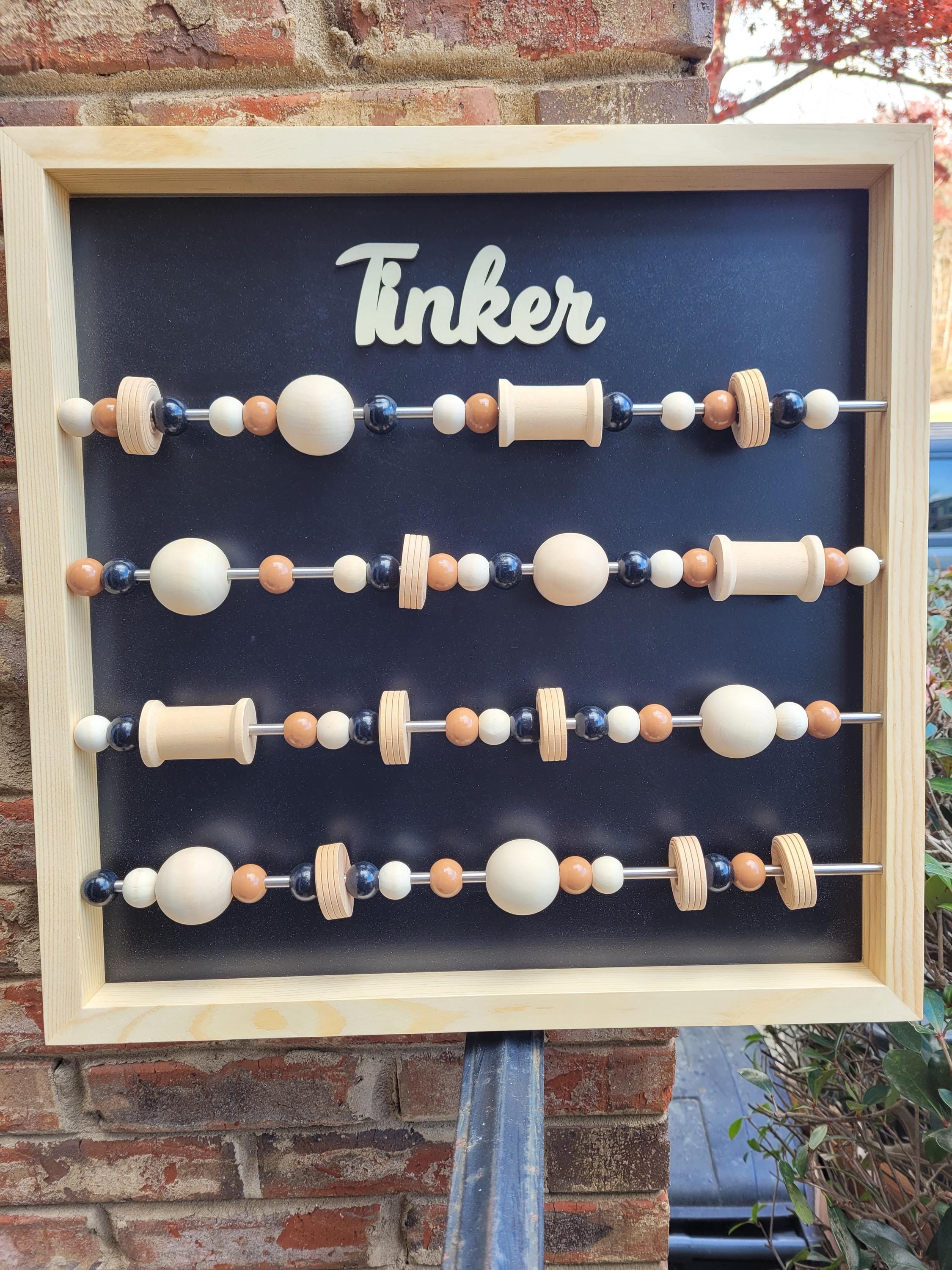 Tinker Fidget Sensory Board - Wooden Wheels and Spools | Wall-mount ...