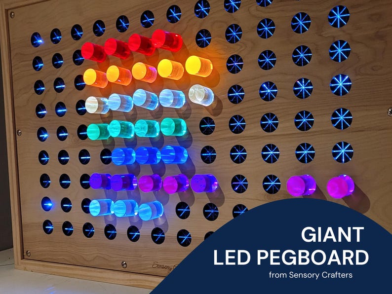 Giant Sensory Light Pegboard for Kids & Adults – LED Wall Light Toy for ...