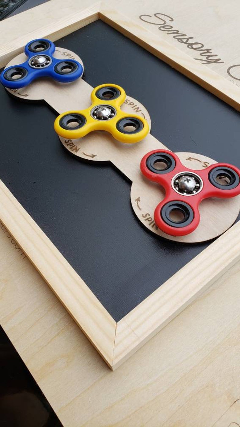 Fidget Trio 12x9 Sensory Busy Board With 3 Fidget Spinners - Etsy