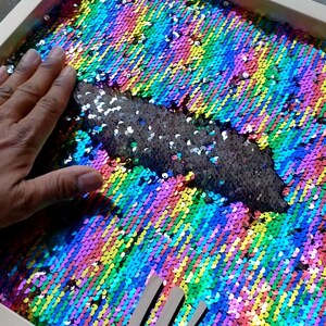 Rainbow Reversible Sequin Board With Mermaid Fabric Board, Flip up ...