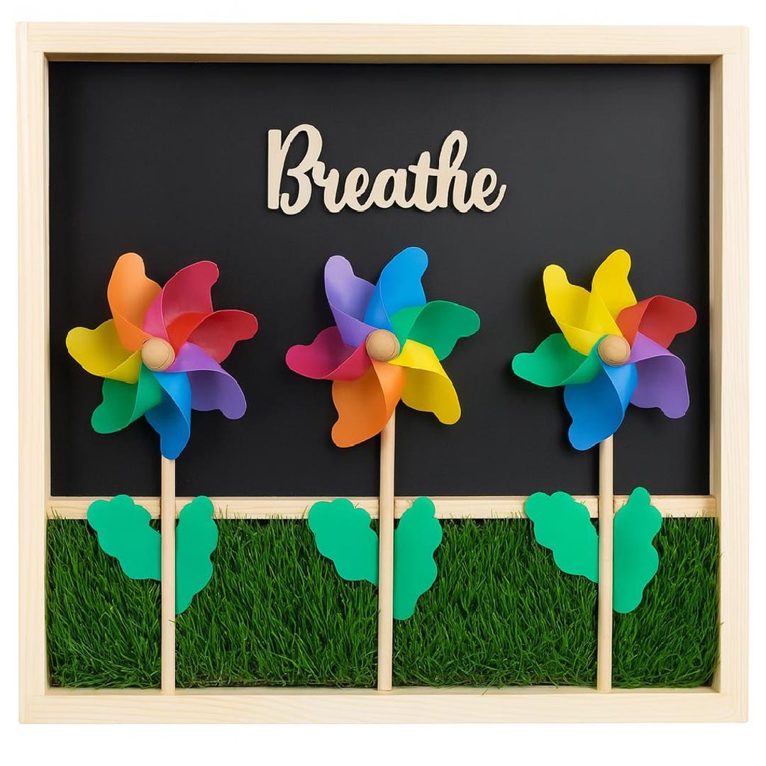Sensory Wall Art – “breathe” Rainbow Pinwheel Board | Calming Corner ...