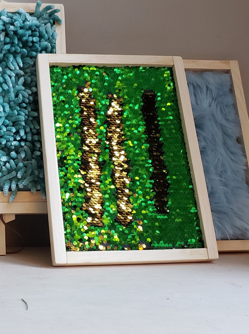 Sensory Sequin Board Small Green/gold Reversible Sequins Flip - Etsy