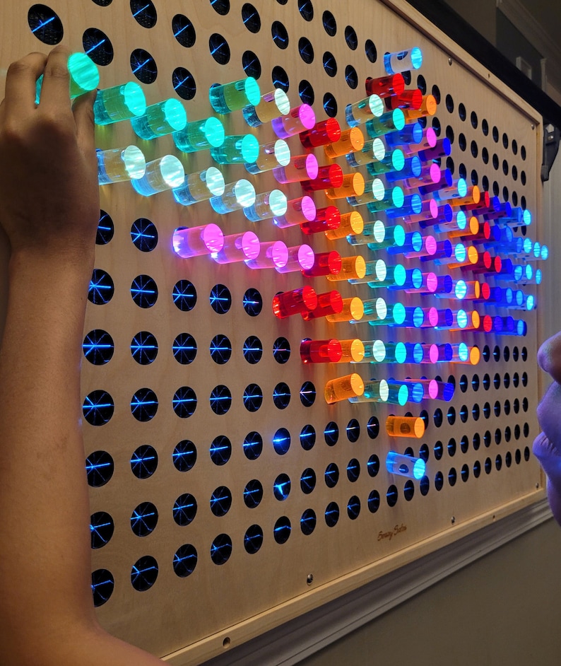 HUGE 4FT Bright Lite LED Pegboard Giant Colored Pegs Wall-mountable ...