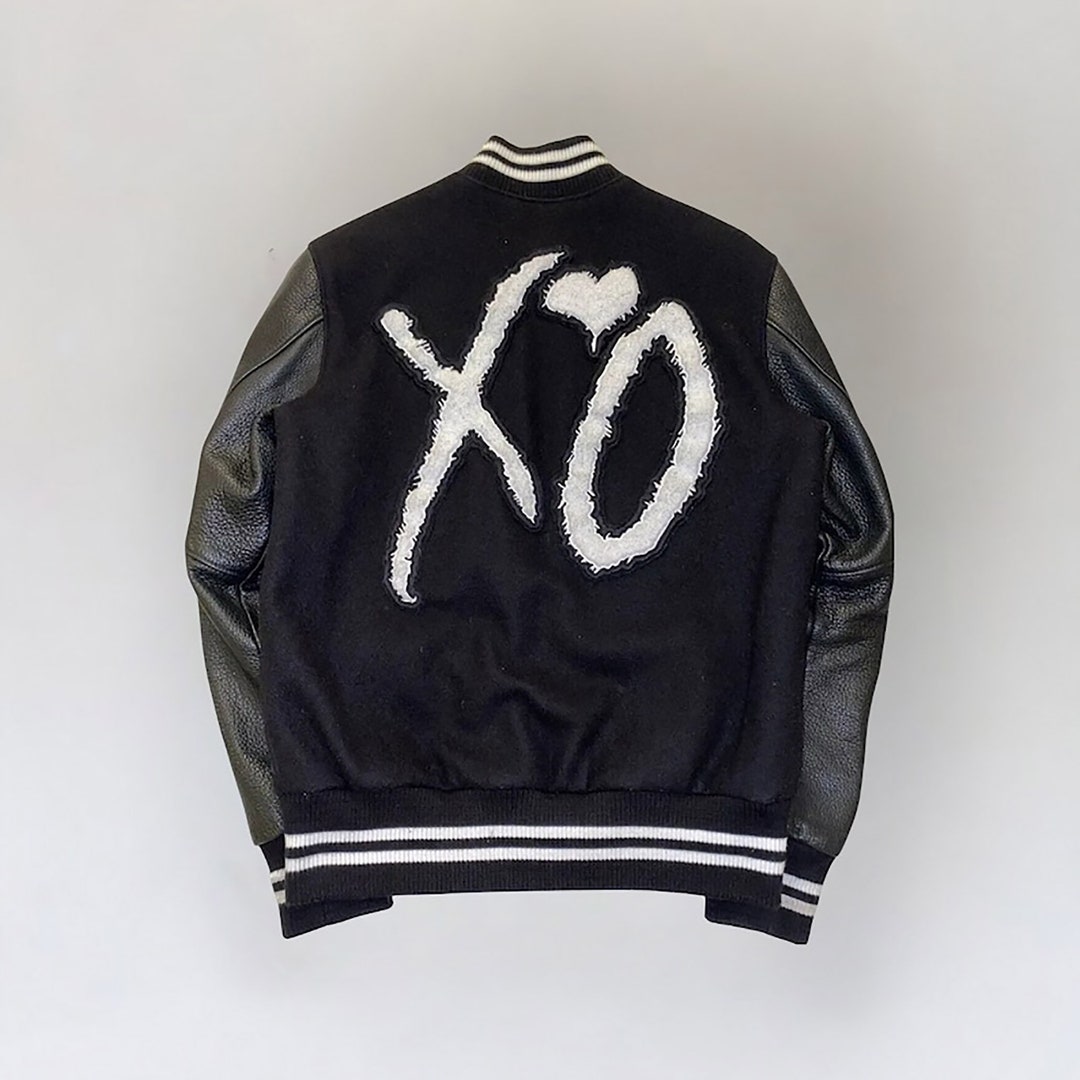 Handmade Weeknd XO Varsity Leather Jacket Handmade Weeknd Black & White ...