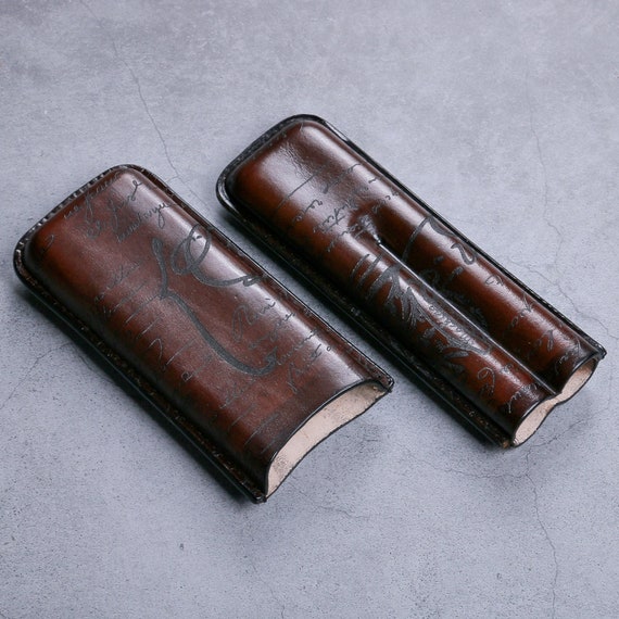 Vintage Leather Cigars Case Cigar Travel Case 2 Tubes | Etsy