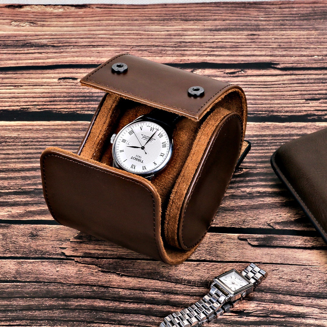 Leather Single Watch Case - Watch Roll for Men, Handmade Watch Roll ...