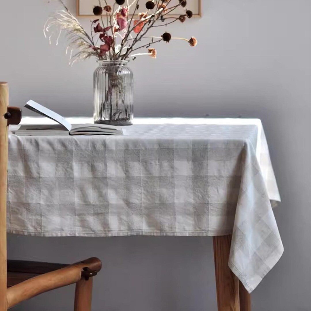 Handmade Vintage Country Tablecloth , Washed Linen Tablecloth, Rustic ...