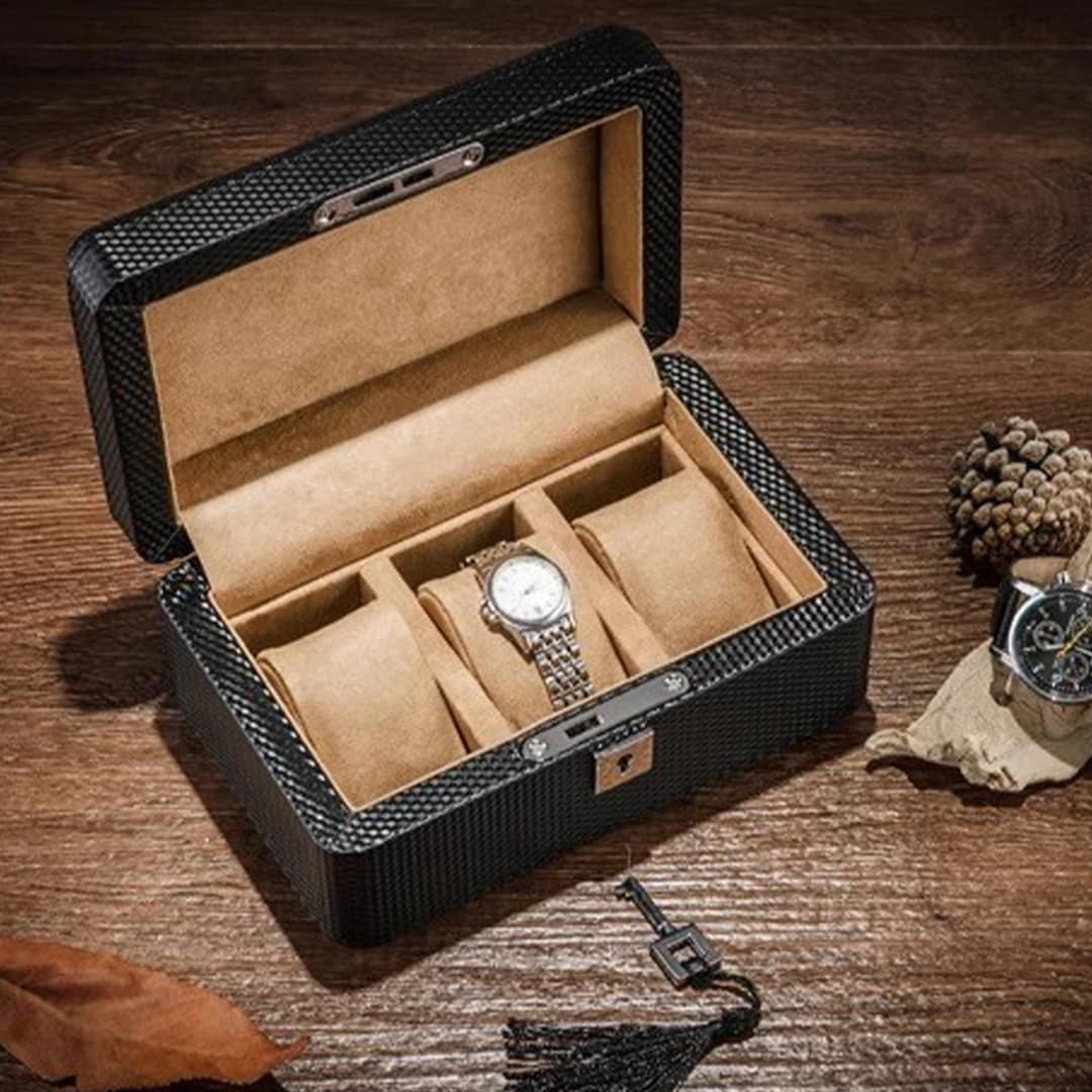 Leather Watch Case With Lock, Leather Watch Case for 3 Watches ...