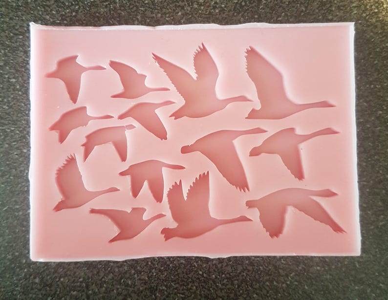 Handmade Small Flying Bird Geese Silicone Mould, Wax Melt Resin Ice ...