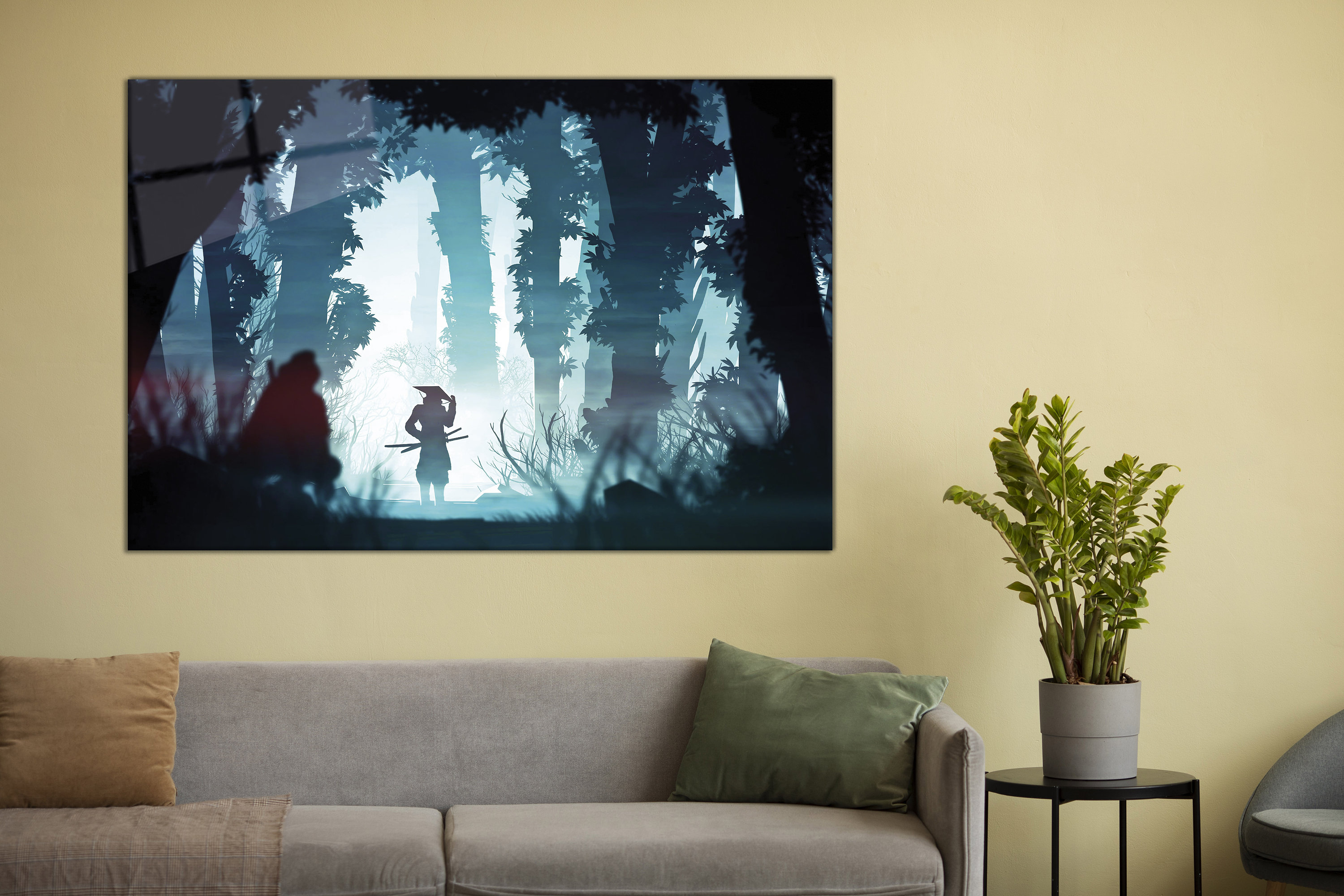 Samurai Silhouette Wall Decor Tempered Glass Wall Art - Etsy