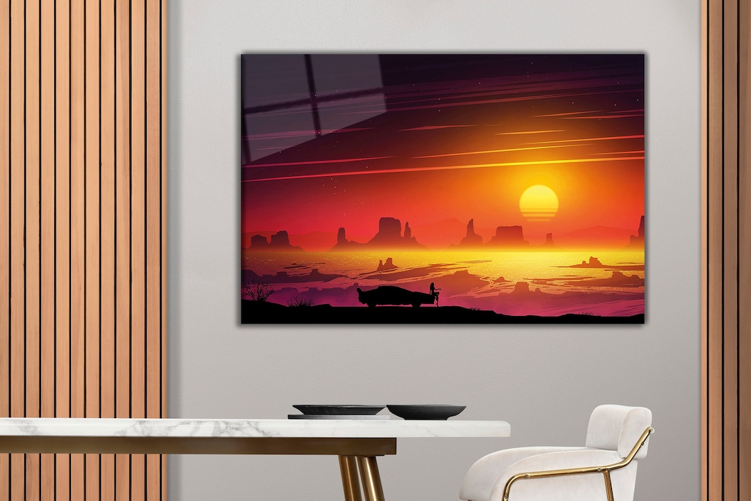 Synthwave Wall Art, Tempered Glass Wall Art, Sci Fi Neon Dystopian Wall ...