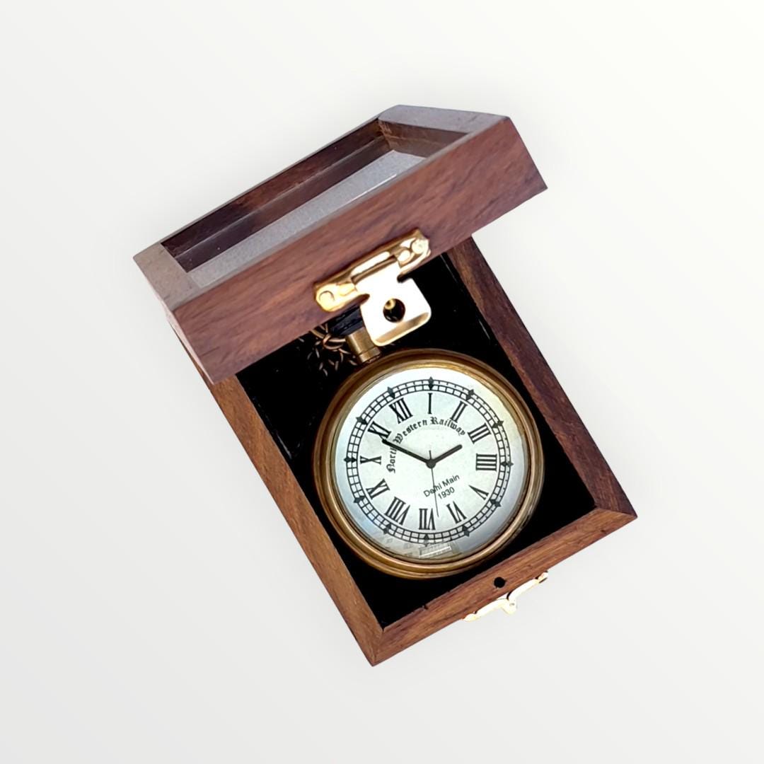 Pocket Watch With Special Wooden Box, Roman Pocket Watch, Mens Pocket ...