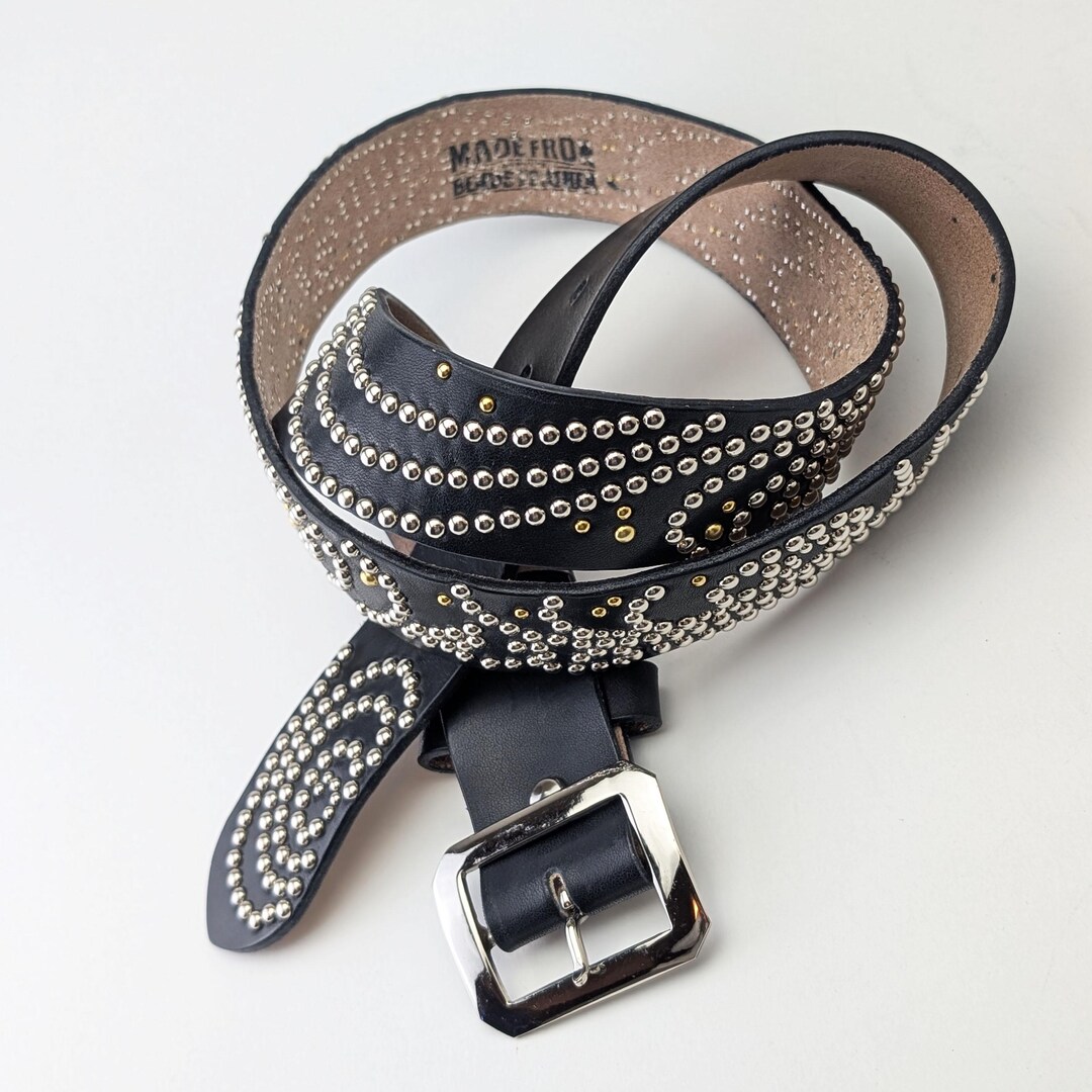 Studded Belt "hydro Punk" Black Biker Western Leather Belt Hand Made in ...