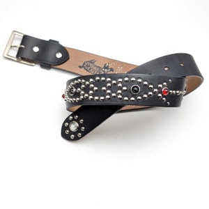 Handmade Black Leather Studded Belt 1.15in Vintage Western Handmade Black Leather Studded Belt 1.15in Vintage Western