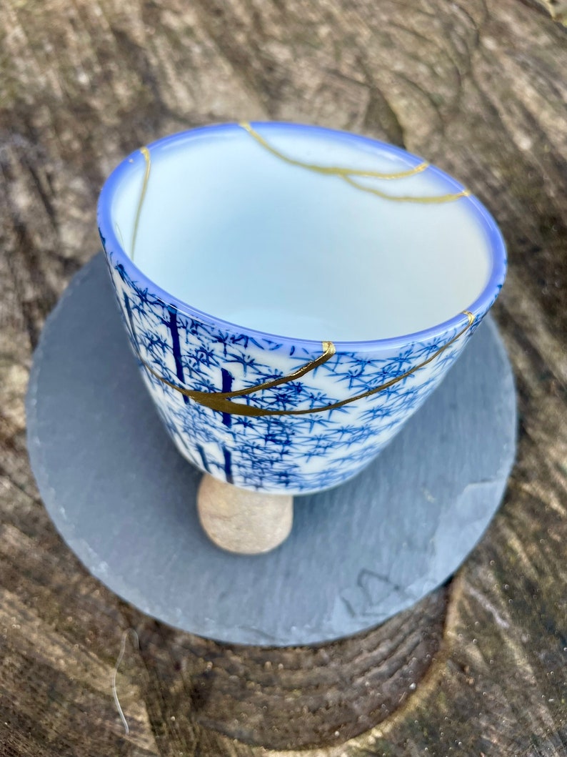 Kintsugi, Ceramic Cup With Bamboo Design - Etsy