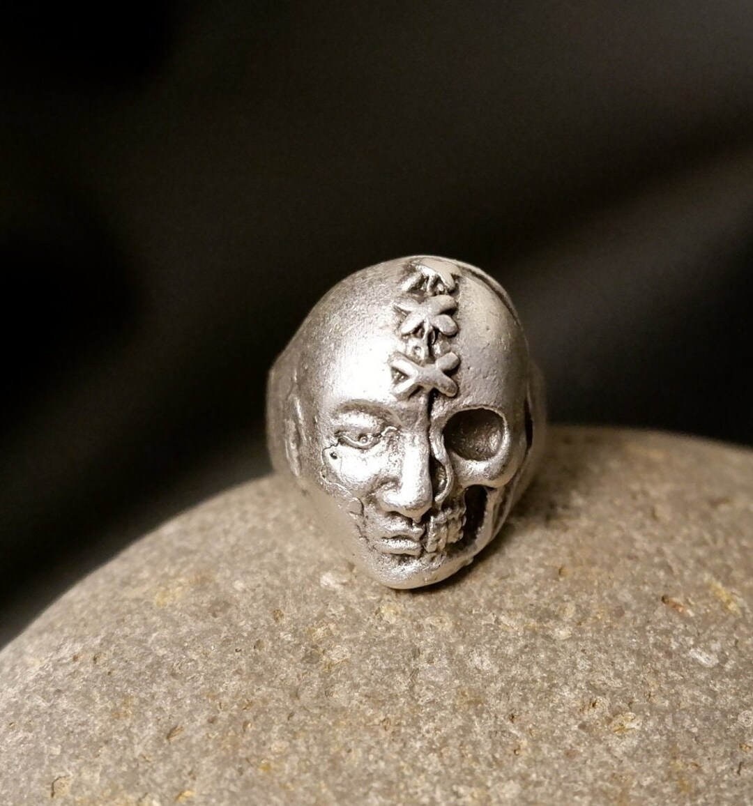 PUNK DOUBLE FACE Ring Face Ring Unique Statement Ring Chunky Ring ...