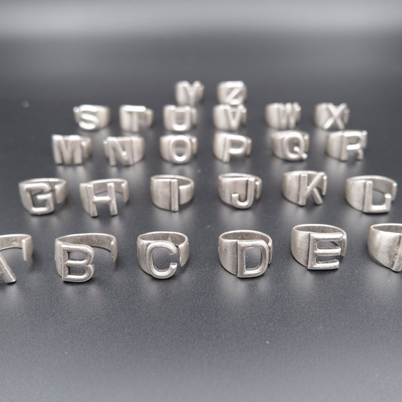 Silver Letter Ring - Etsy