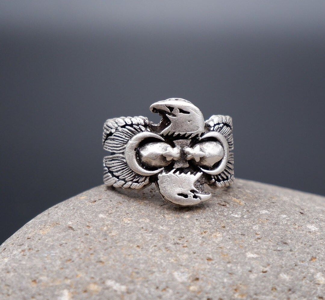 DOUBLE HEAD EAGLE Ring - Eagle Ring for Men • Statement Ring • Chunky ...