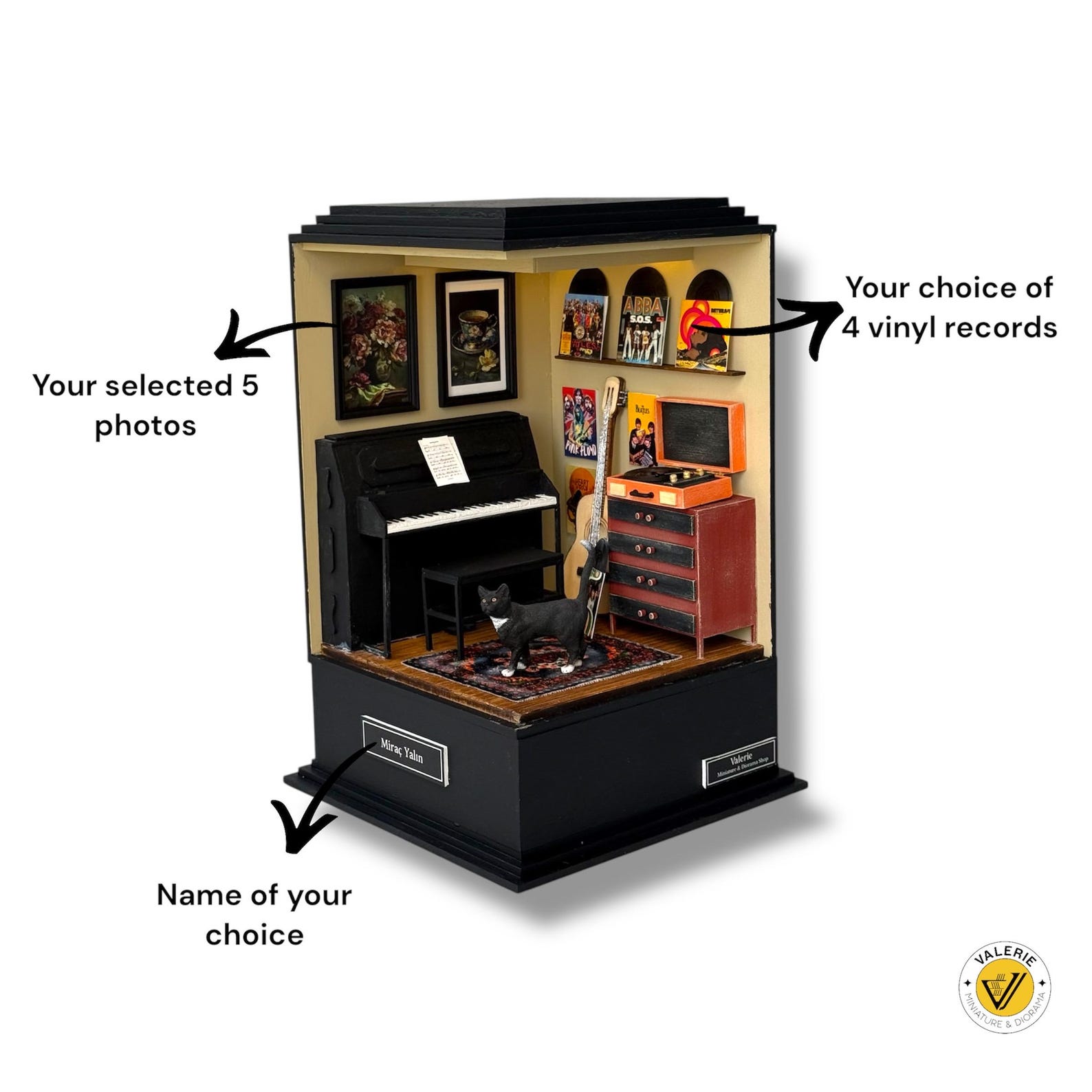 Custom Miniature Music Room Gift – Personalized Record Player Diorama ...
