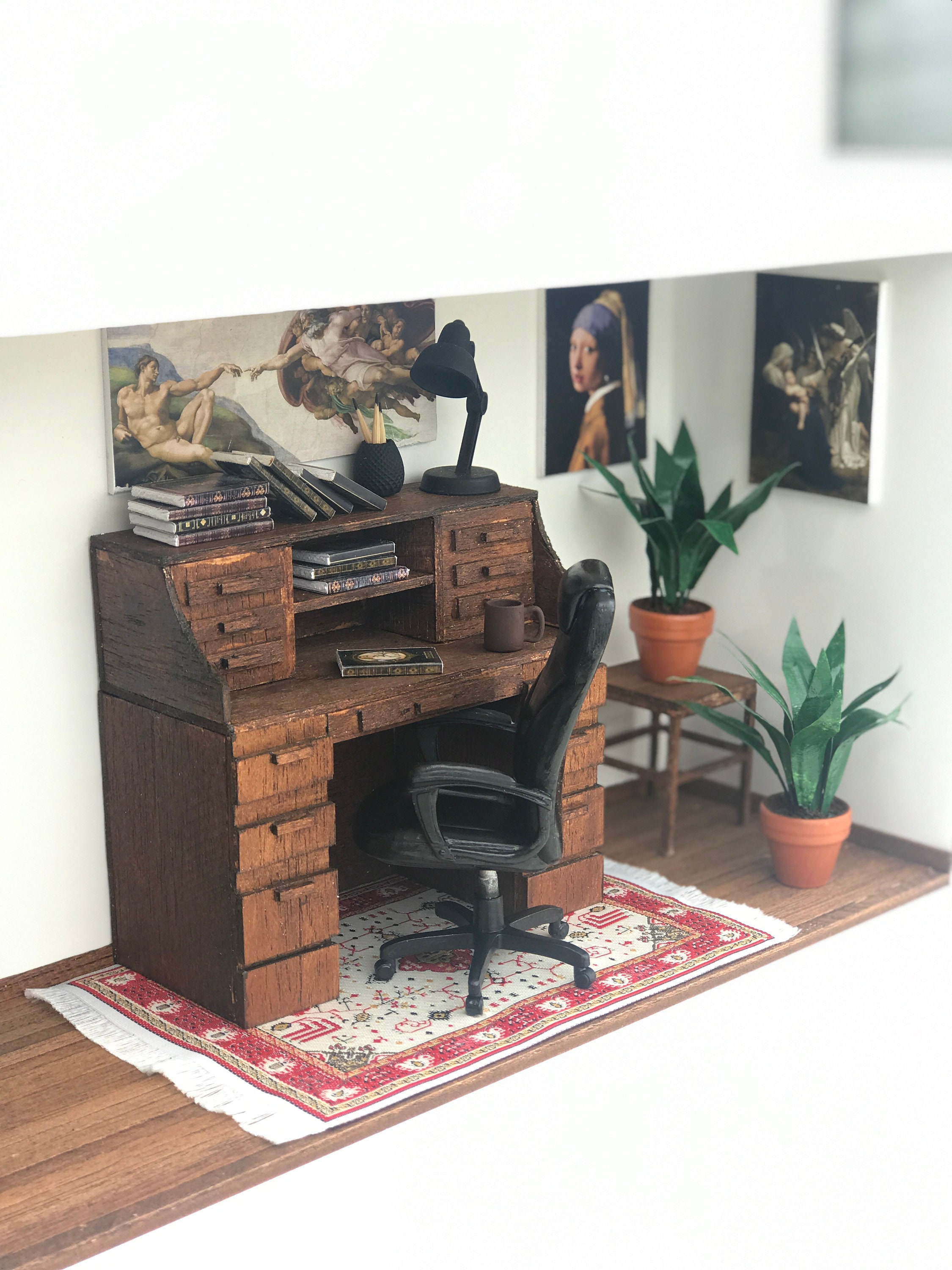 Decorative Wall Decoration, Miniature Study Room, Miniature Bookcase ...