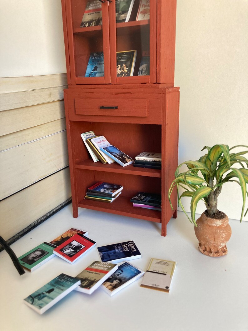 Miniature Bookshelf, Miniature Book, Dollhouse Miniature Bookshelf Book Nook, Miniature Bookcase ...