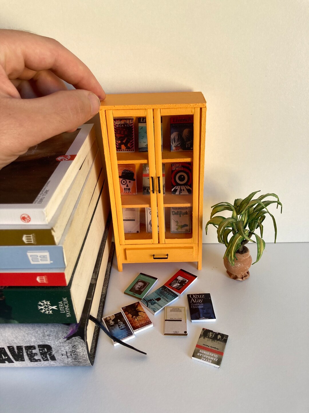 Miniature Bookshelf, Dollhouse Miniature Bookshelf, Miniature ...