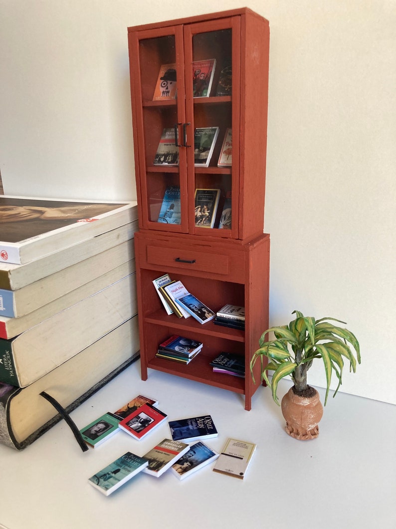 Miniature Bookshelf, Miniature Book, Dollhouse Miniature Bookshelf- Book Nook, Miniature ...