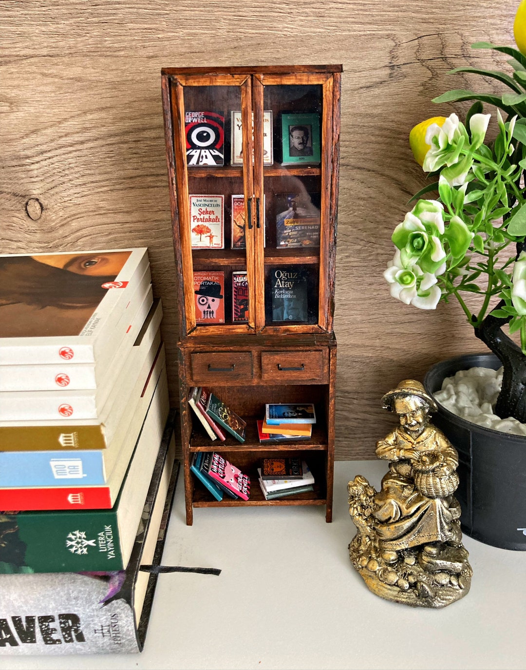 Miniature Bookshelf, Miniature Book, Dollhouse Miniature Bookshelf ...