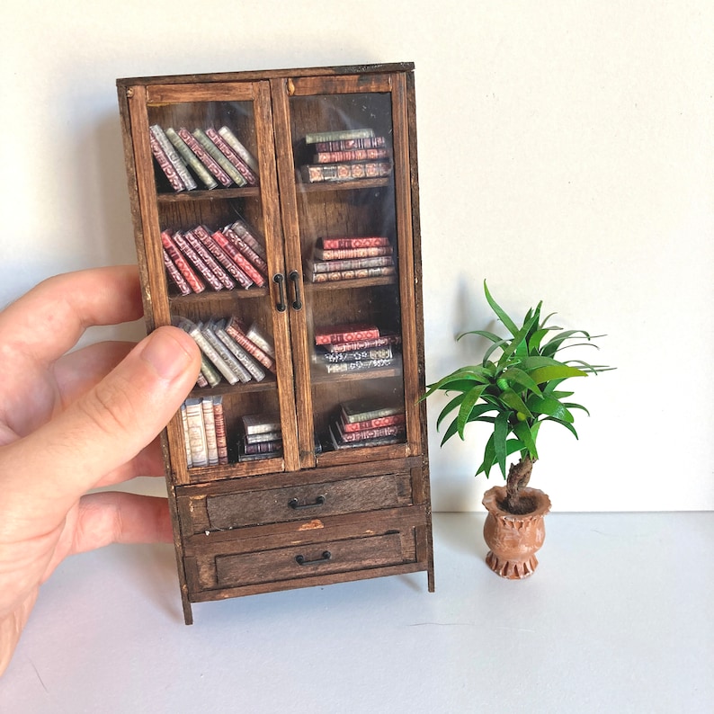 Miniature Bookshelf, Dollhouse Miniature Bookcase - Etsy