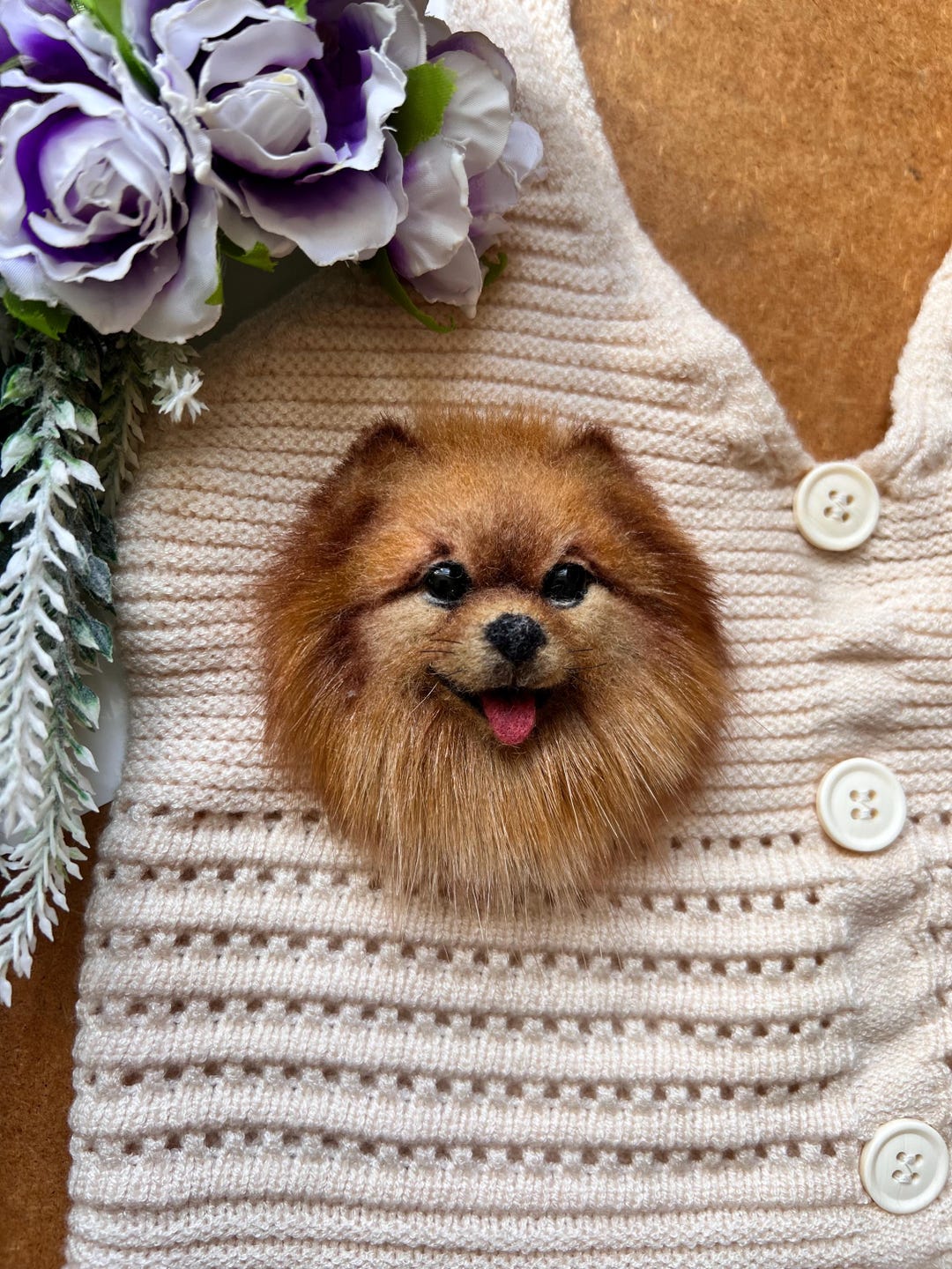 POMERANIAN, SPITZ, Dog Pin, Handmade, Felt Dog Brooch, Pet Lovers ...