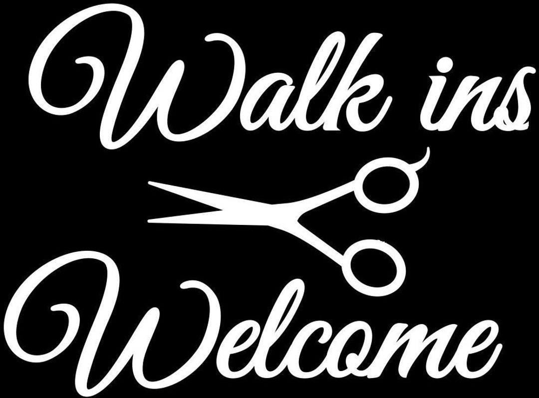 Walk Ins Welcome Barber Shop Window Door Wall Art Decal Vinyl Graphic ...