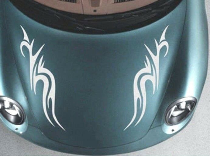 2 LARGE 23 Inch Van Car Bonnet Hood Side Stickers Tribal Flames Vinyl ...