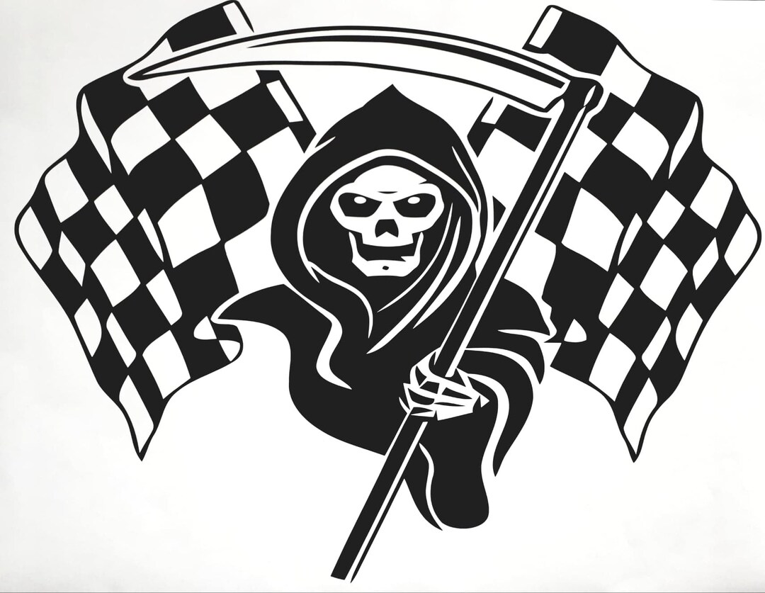 Grim Reaper Sticker Decal Racing Flags Skull Car Bonnet Side Sticker ...