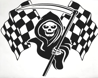 Grim Reaper Racing Flags Skull Car Bonnet Side Sticker Decal - Etsy UK