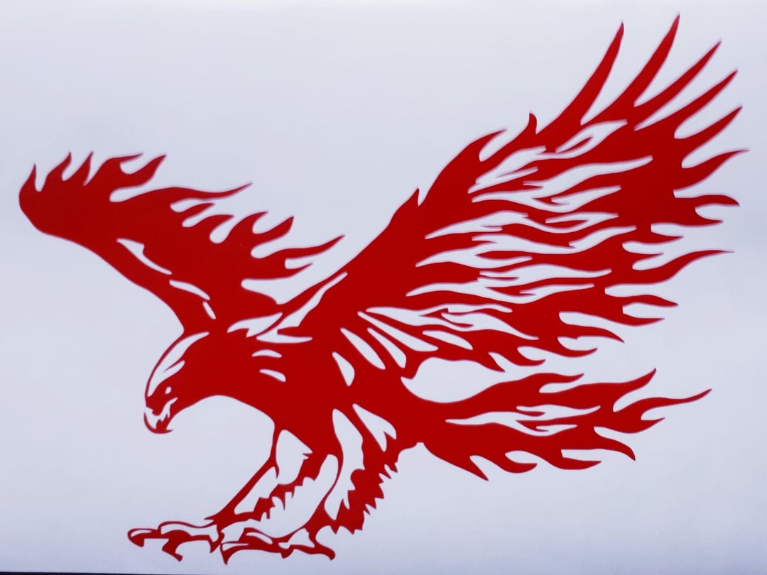Hawk Decal Eagle Flames Attack Wall Art Decal Car Van Bonnet Vinyl Side ...