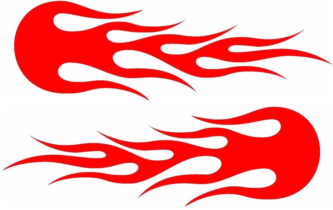 Pair Car Flames Decals Car Bonnet Side Stickers Decal Wall Art Decal ...