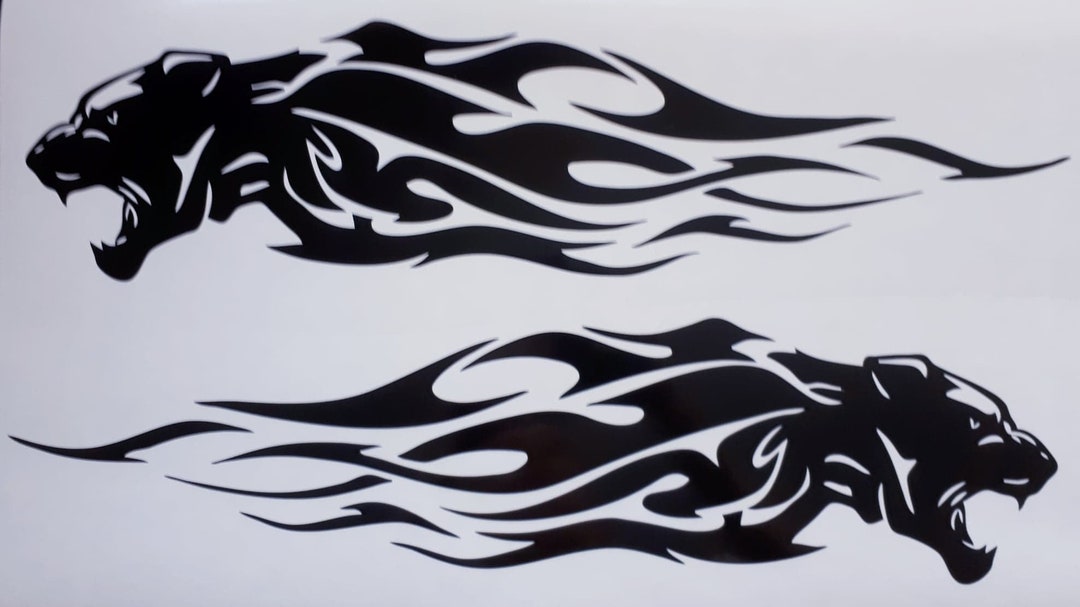 Tiger Flames Decals Motorbike Decals Pair of Motorcycle Decals Fuel ...