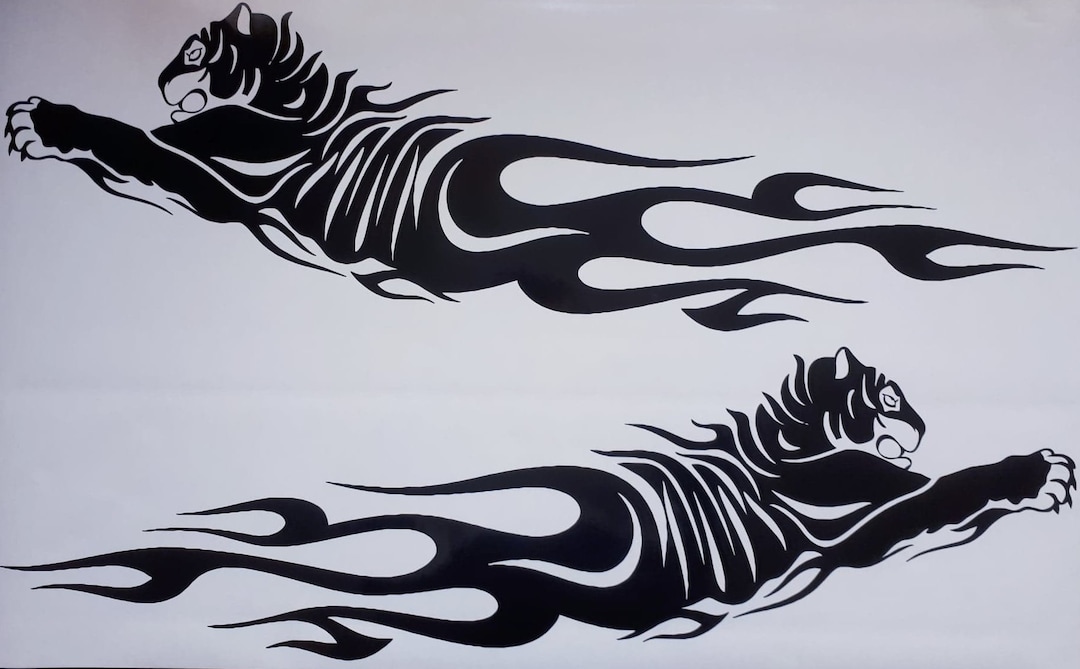 Tiger Flames Decals Motorbike Decals Pair of Motorcycle Decals Fuel ...